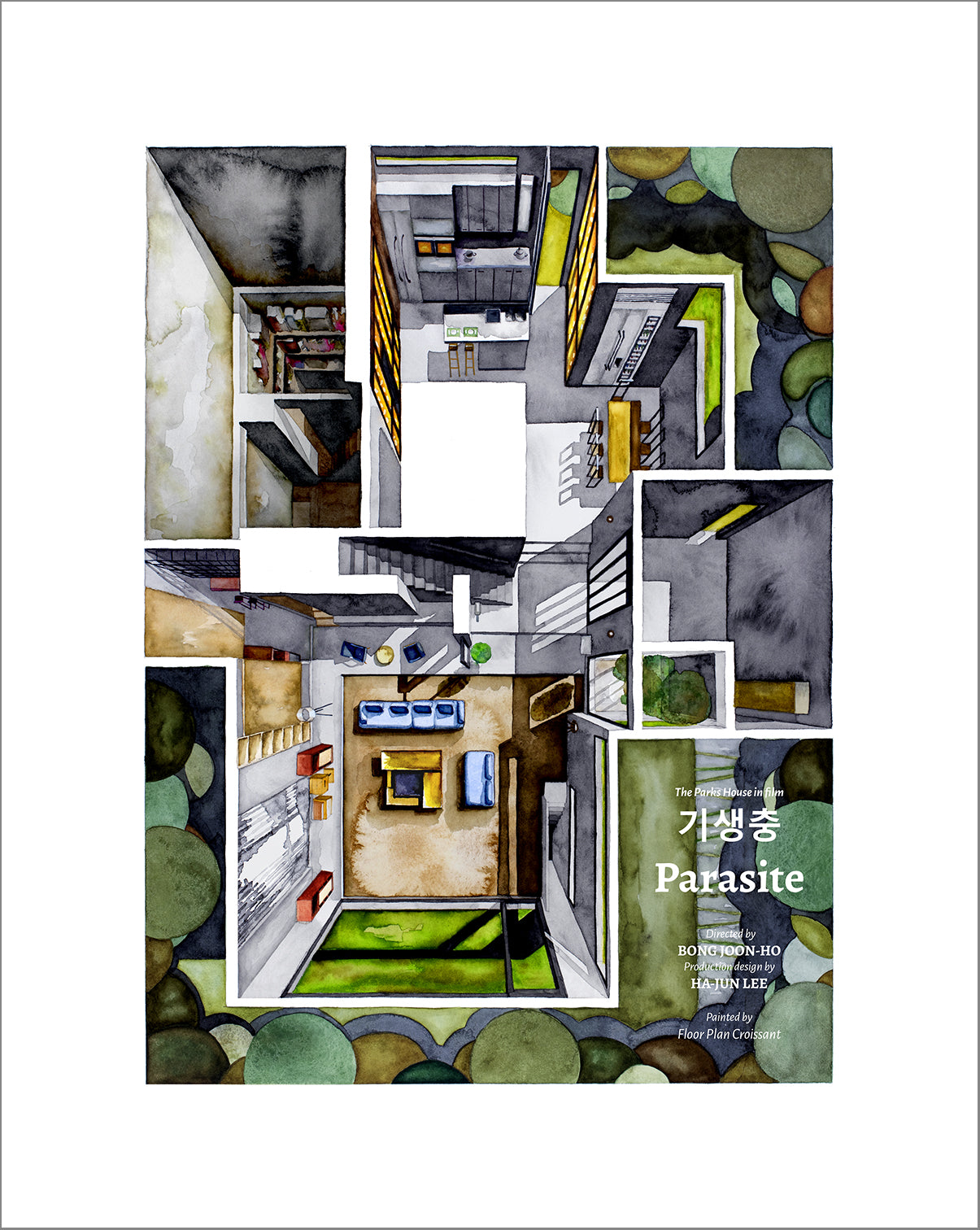 The rich family house in PARASITE – Floor Plan Croissant