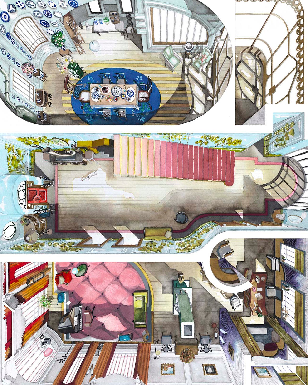 Original watercolor of the London house in POOR THINGS – Floor Plan ...